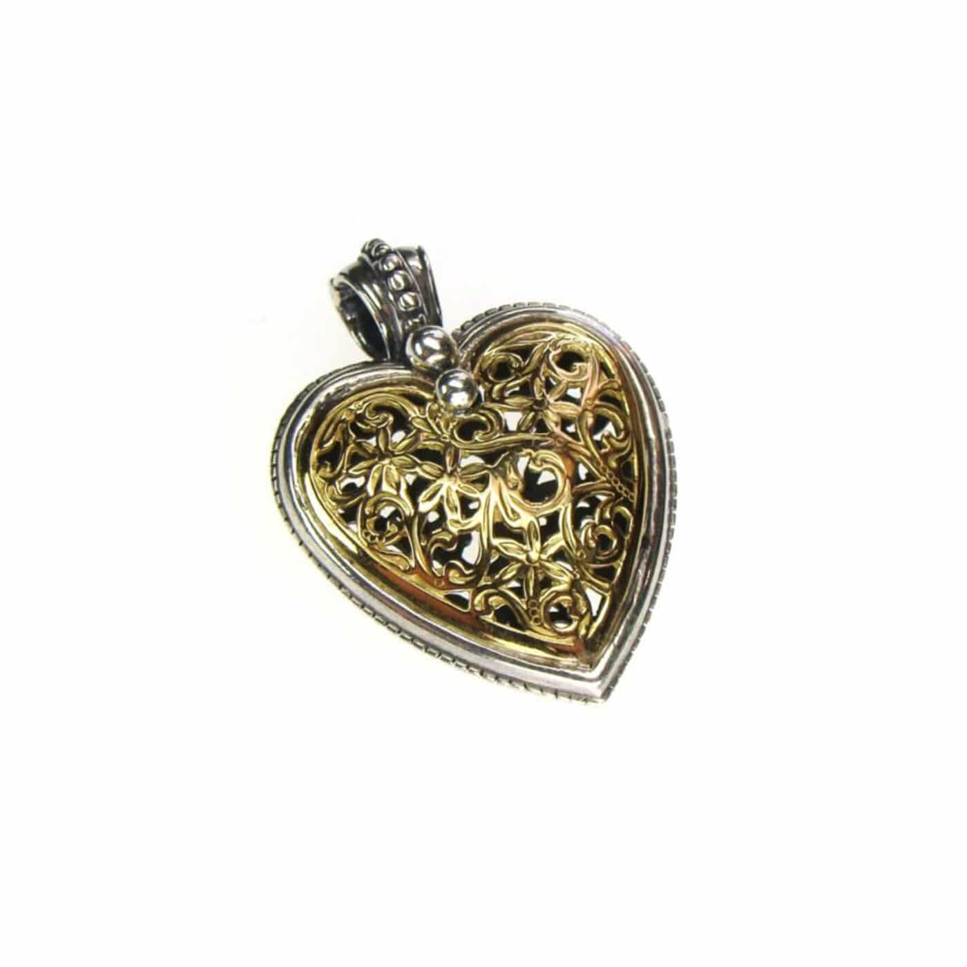 Filigree heart pendant in 18K Gold and Sterling Silver - Gerochristo ...