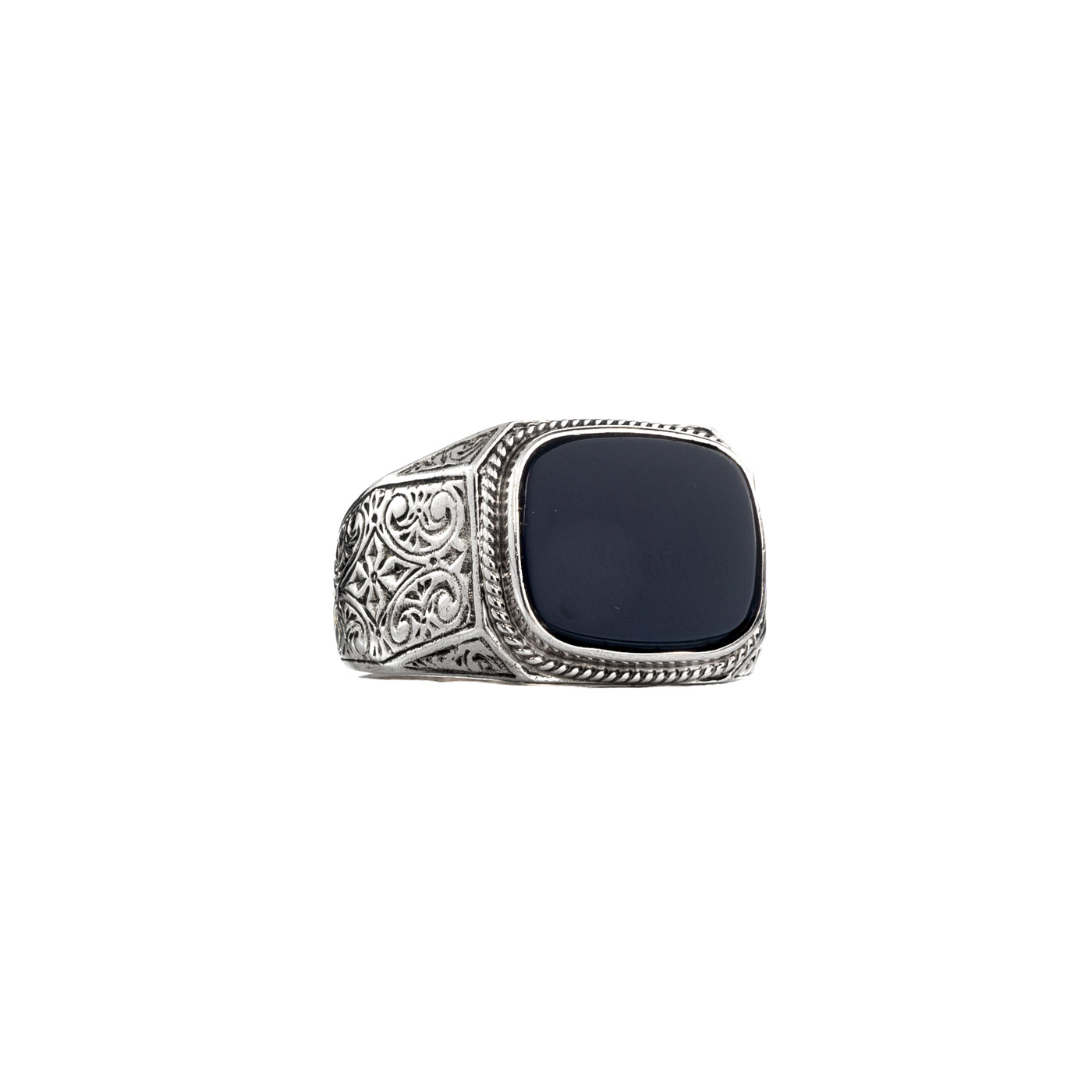 Classic mens ring in sterling silver with semi precious stone ...
